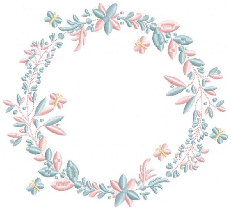 Monogram Frame Embroidery Designs Flower Embroidery Design - Etsy