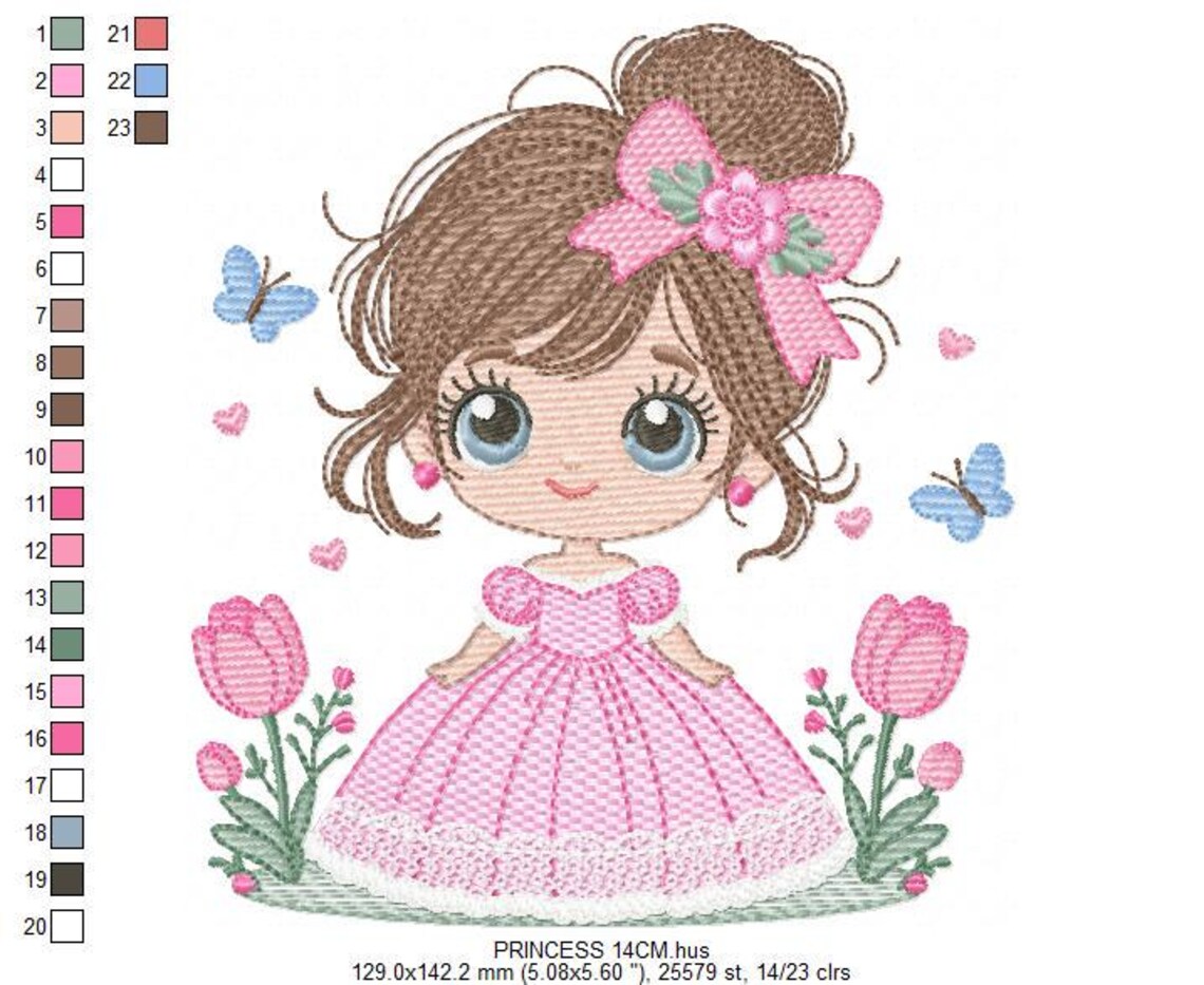 Baby Girl Embroidery Designs - Girl With Long Hair Bun Machine ...