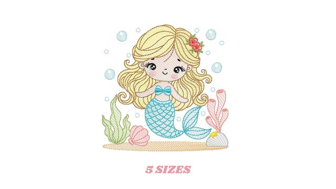 Mermaid Embroidery Designs - Ocean Sea Princess Machine Pattern ...