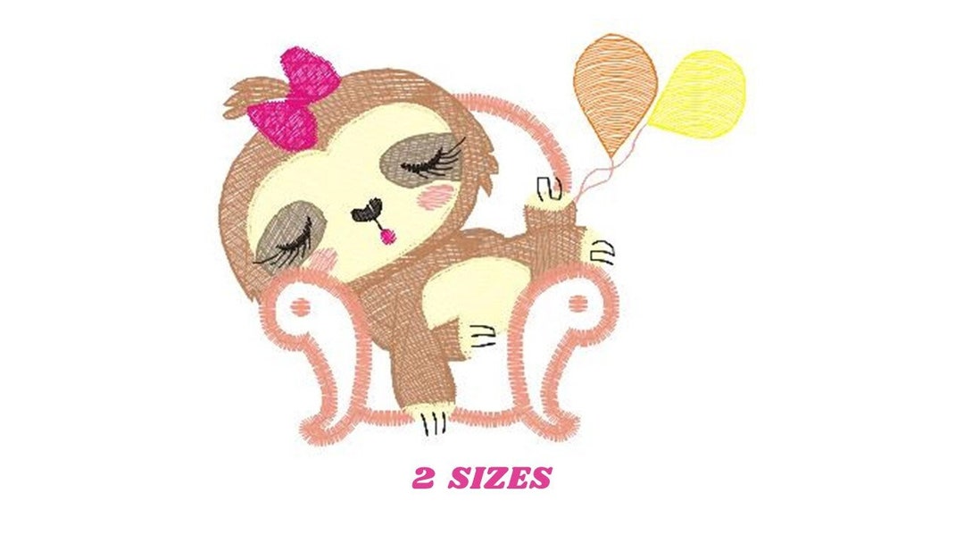 Sloth Embroidery Designs Baby Girl Embroidery Design Machine Embroidery ...
