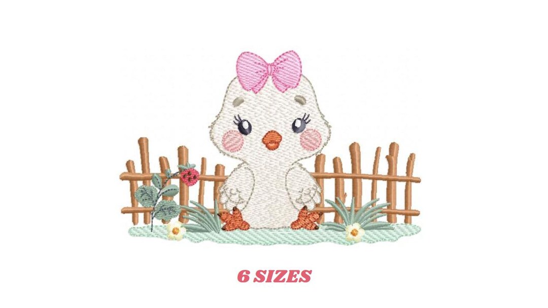 Little Chicken Embroidery Design - Chick With Bow Lace Machine ...