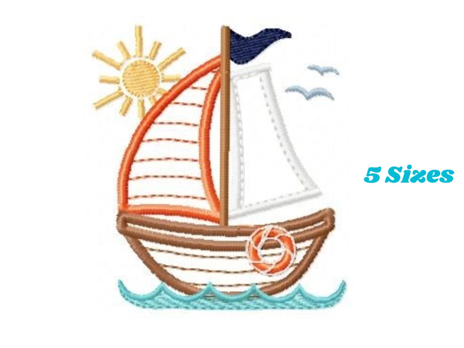 Sailboat Embroidery Designs Nautical Embroidery Design - Etsy