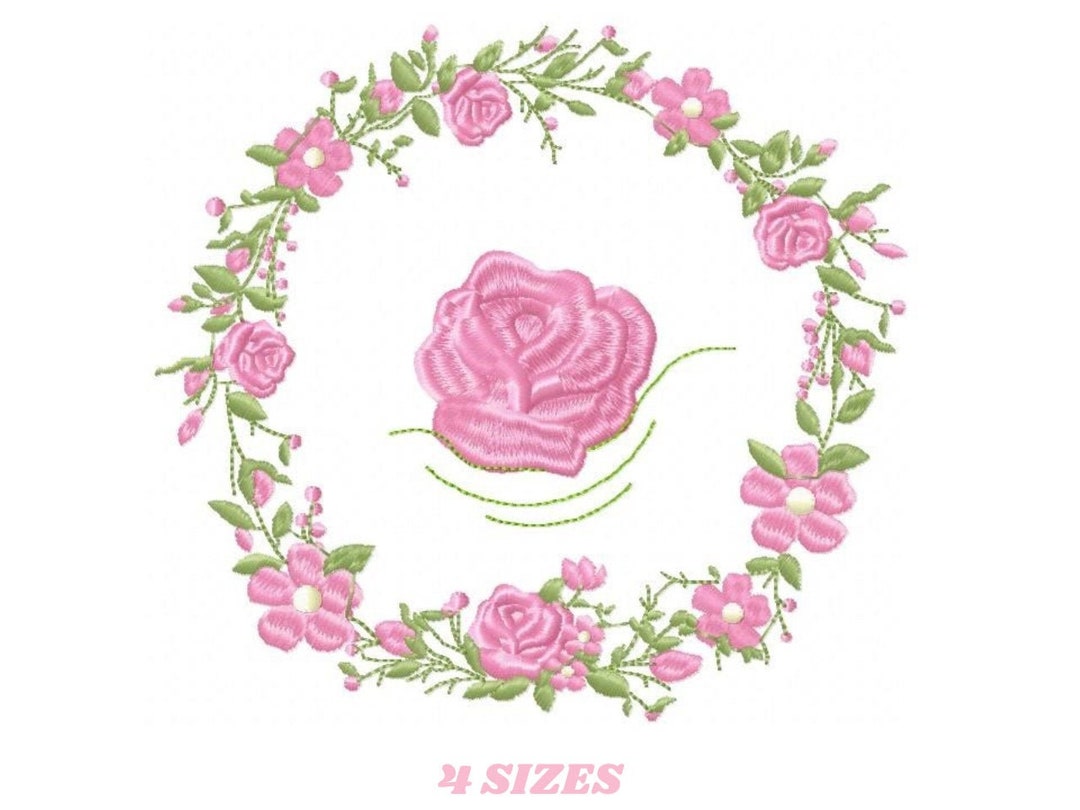 Flower Frame With Rose Embroidery Designs - Flowers Machine Embroidery ...