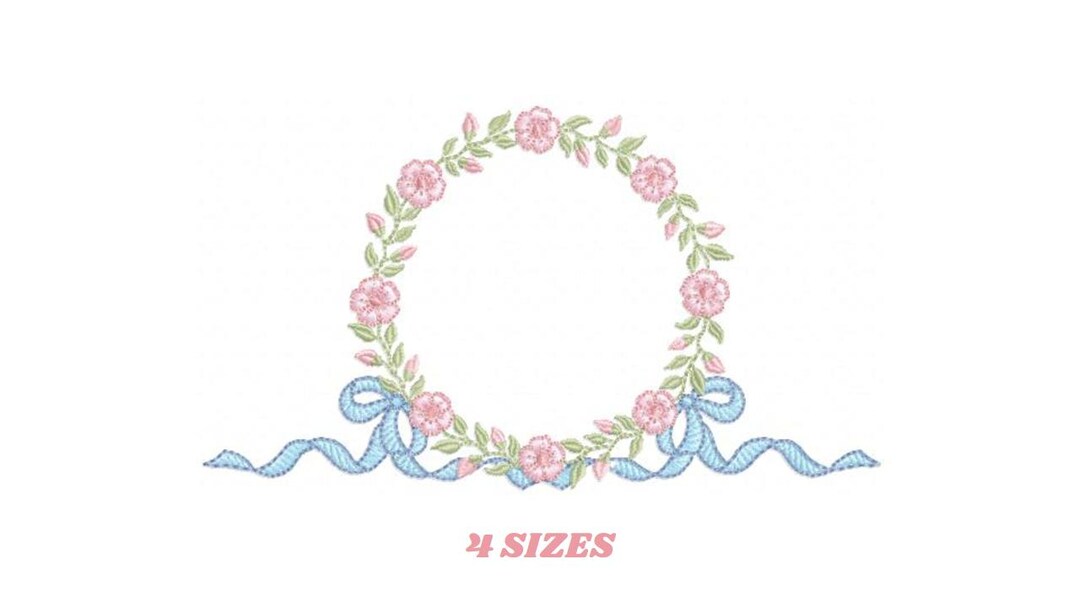 Flower Frame Embroidery Designs - Rose Wreath With Lace Machine ...