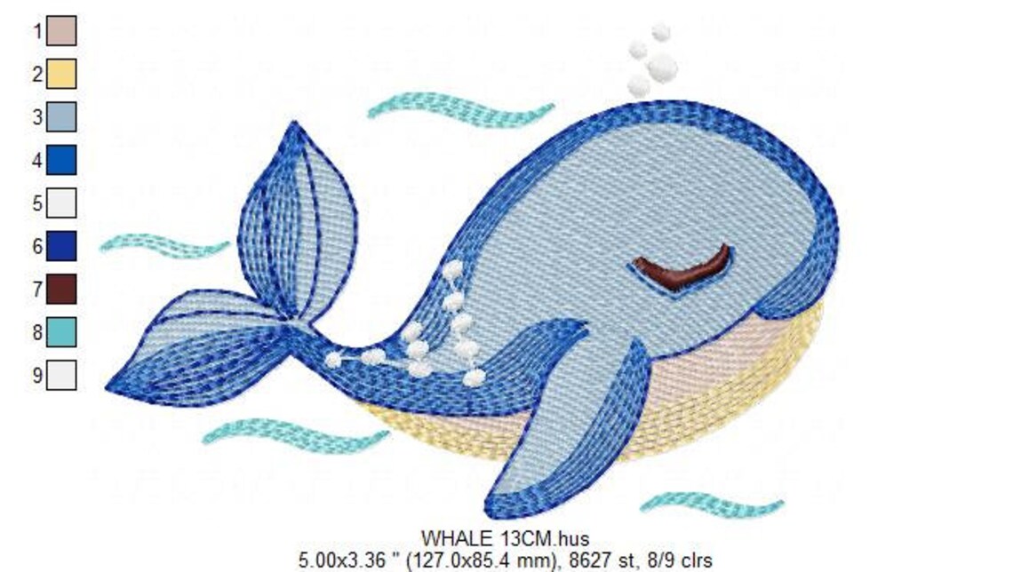 Whale Embroidery Designs Fish Embroidery Design Machine - Etsy