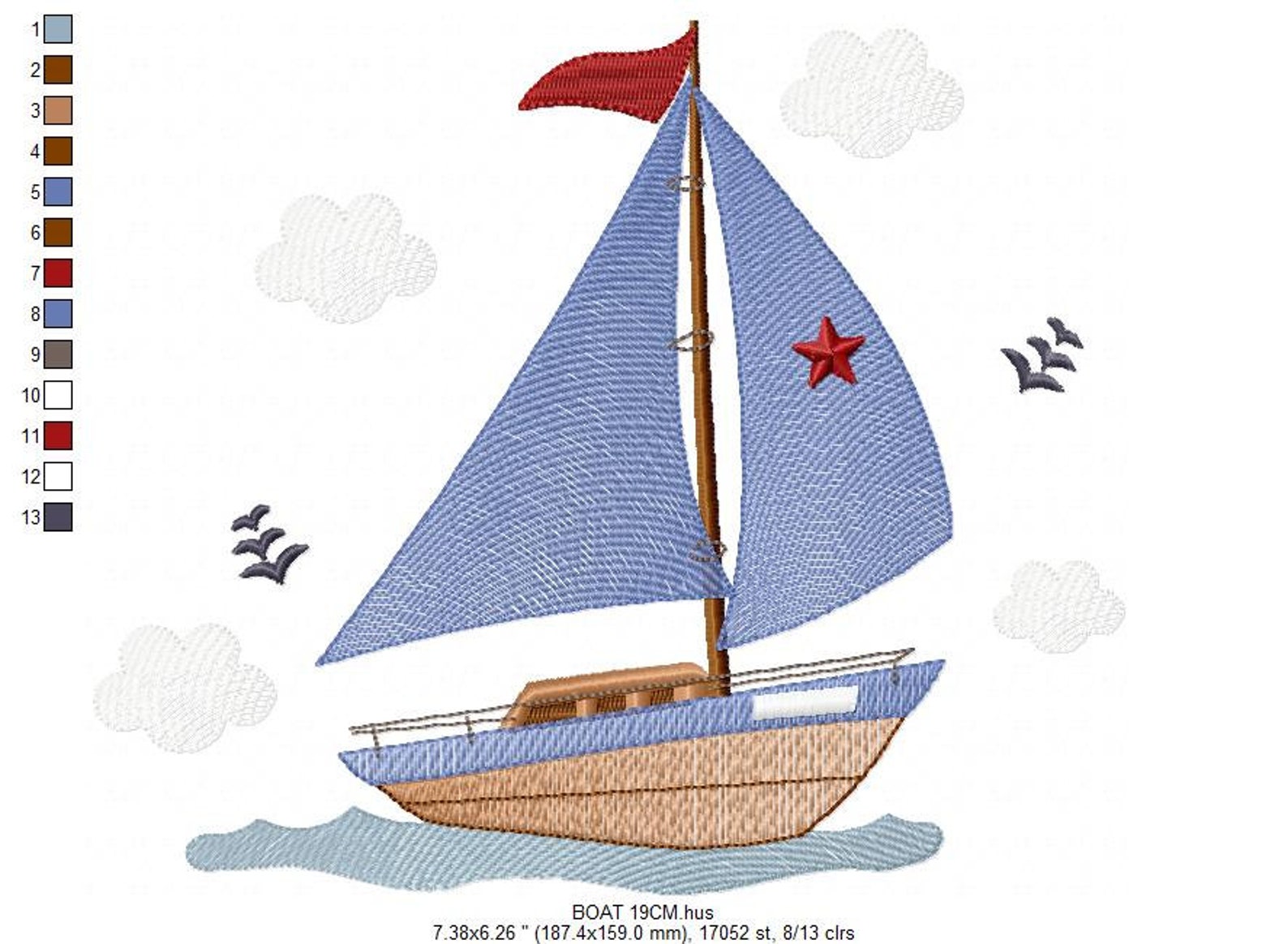 Boat Embroidery Designs - Sailboat Embroidery Design Machine Embroidery ...