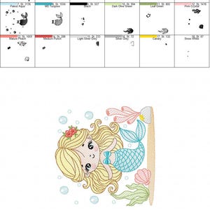 Mermaid Embroidery Designs - Ocean Sea Princess Machine Pattern ...