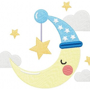 Sleeping Moon Embroidery Design - Half Moon Crescent With Star Machine ...