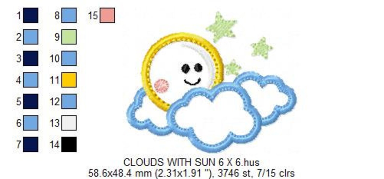 Cloud Embroidery Design Moon Embroidery Design Machine | Etsy