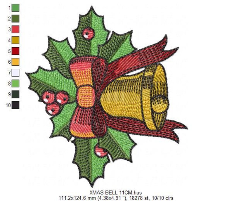 Bell Embroidery Designs Xmas Embroidery Design Machine - Etsy