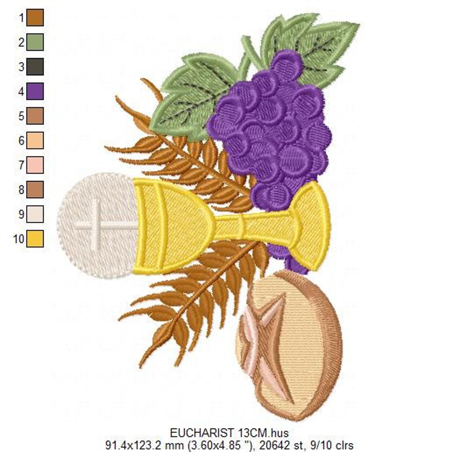 Eucharist Embroidery Designs - Communion Chalice Machine Embroidery ...