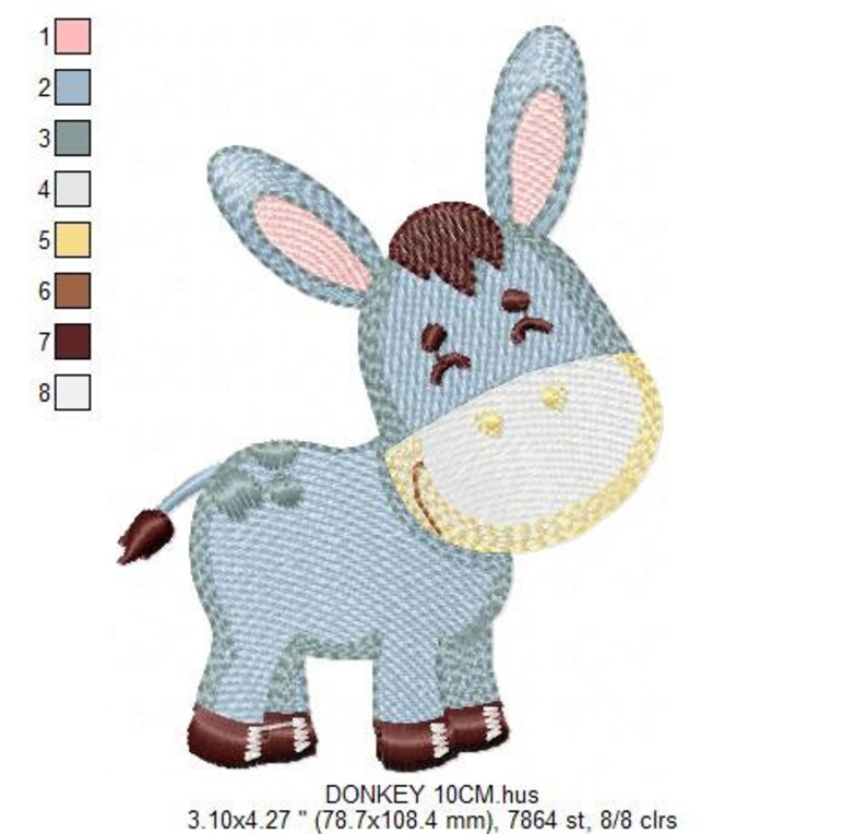 Donkey Embroidery Design - Farm Animals Embroidery Designs Machine ...