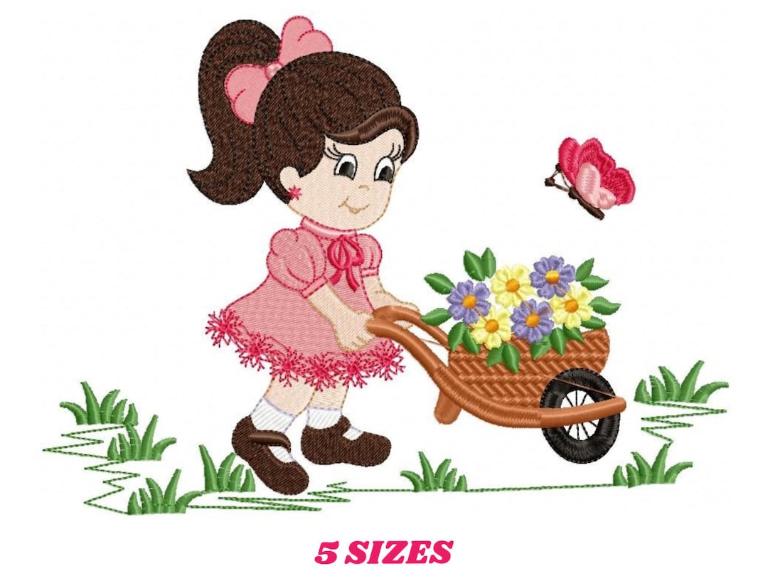 Girl Embroidery Designs - Flower Girl Machine Embroidery Pattern - Baby ...