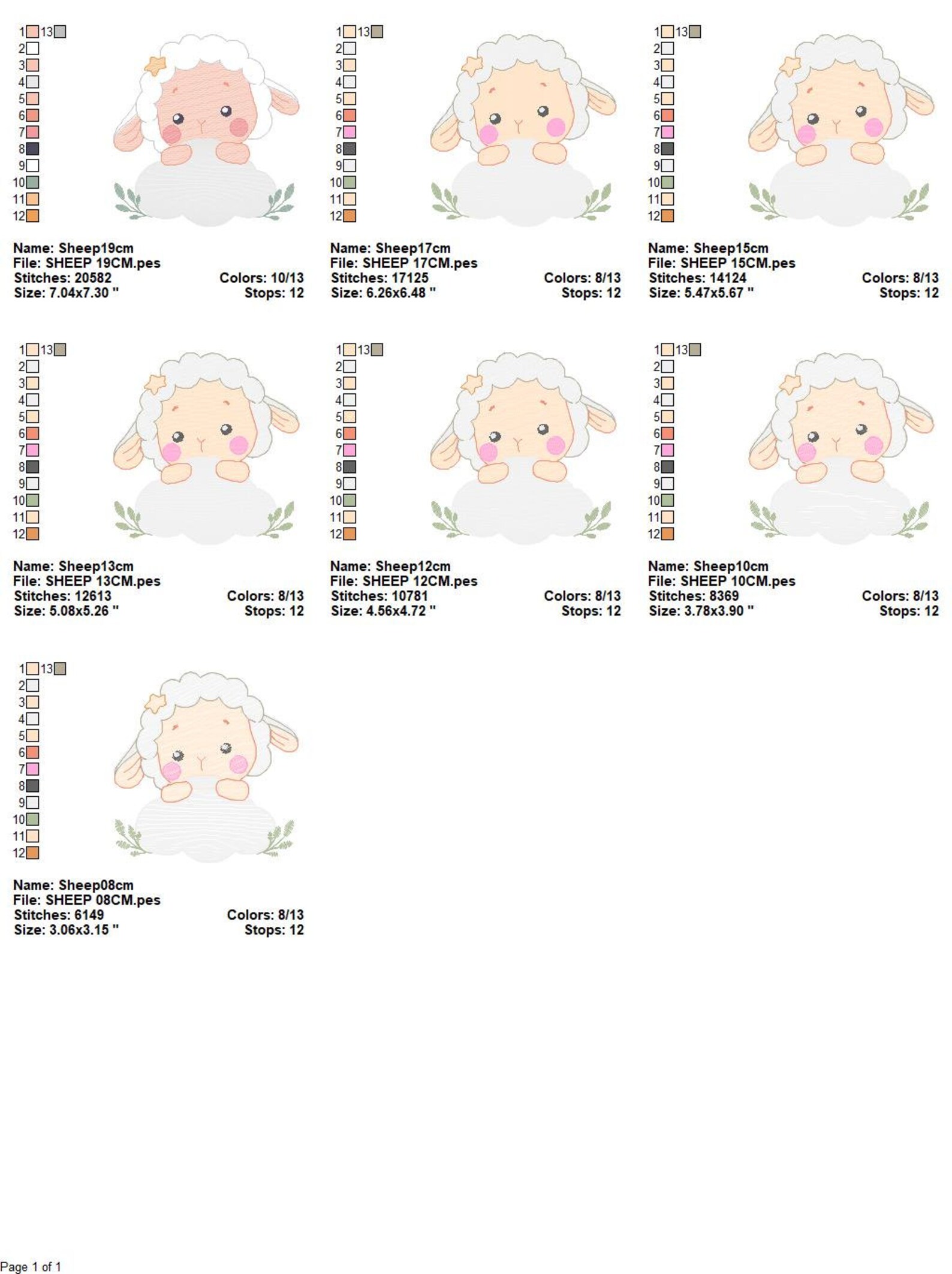 Sheep With Cloud Embroidery Design - Lamb Embroidery Designs Machine ...