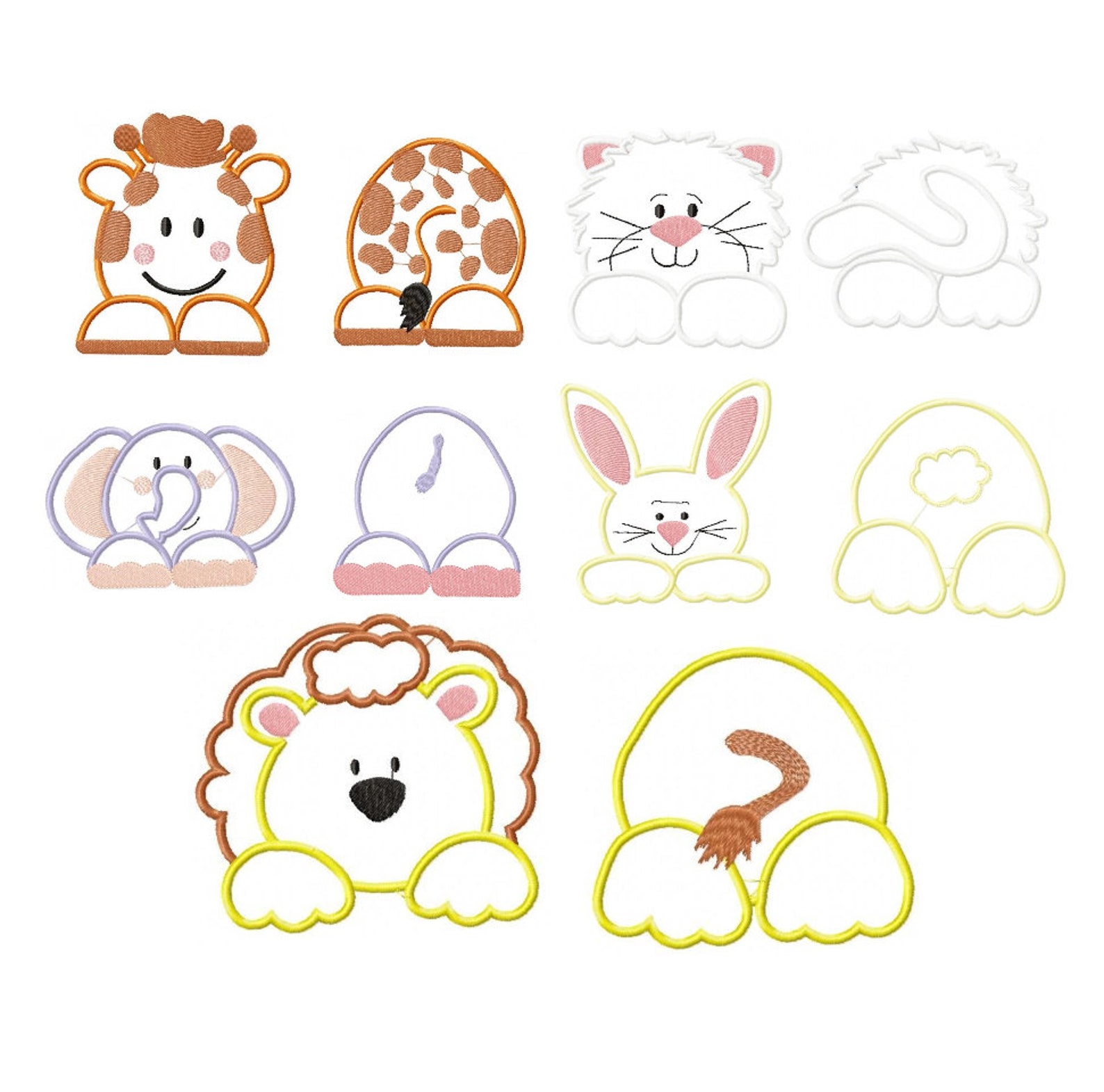 Animal Embroidery Design - Front and Back for T-shirts Animals ...