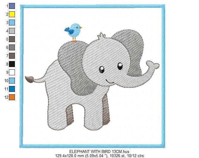 Elephant Embroidery Designs Animal Embroidery Design Machine | Etsy
