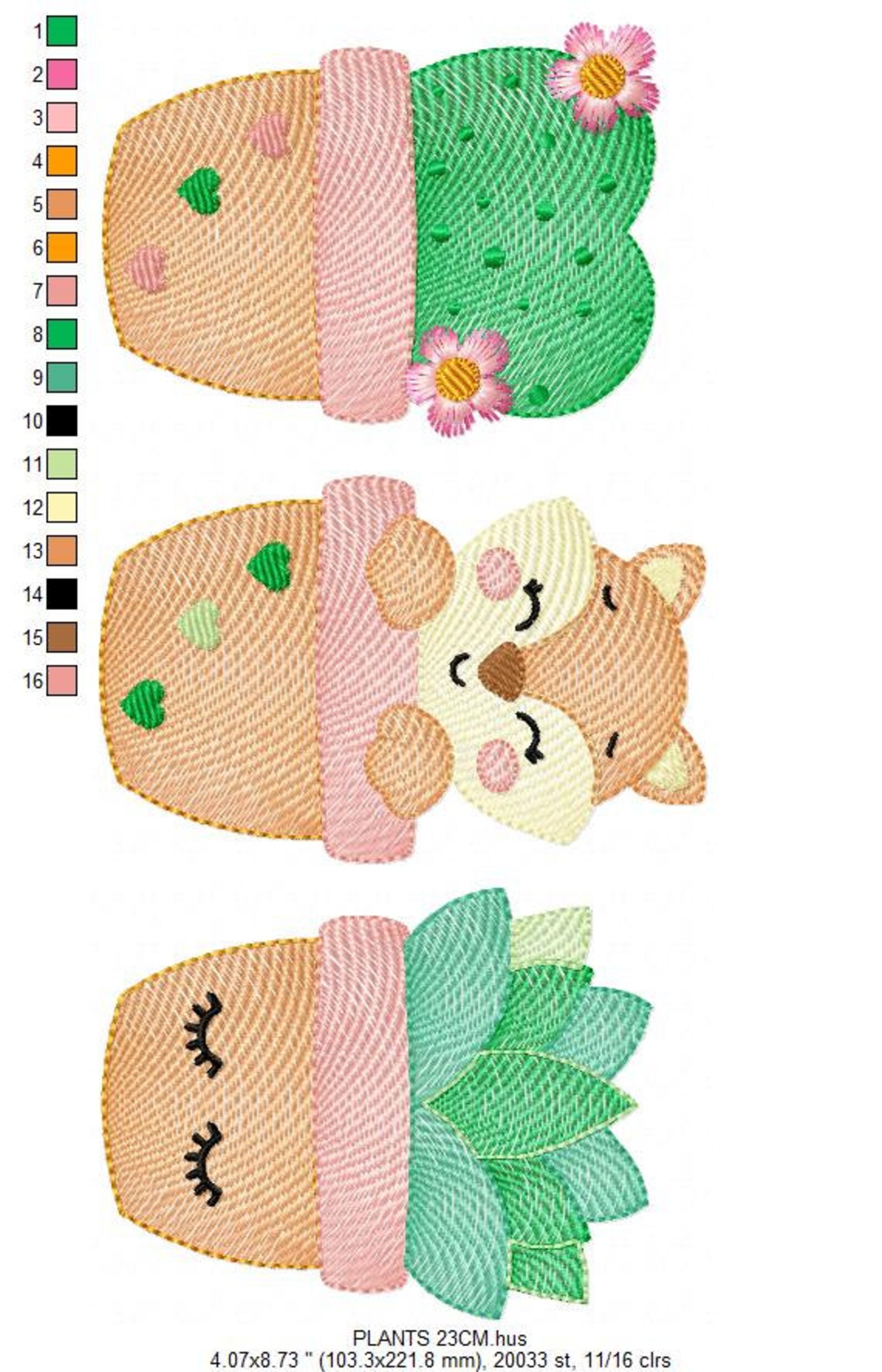 Cactus Embroidery Designs - Succulent Terracotta Vases Machine ...