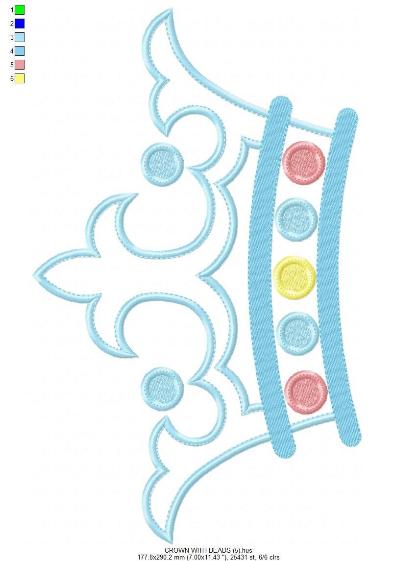 Crown Embroidery Designs Princess Crown Embroidery Design - Etsy