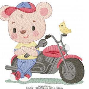 Bear With Bike Embroidery Designs Bear Embroidery Design - Etsy