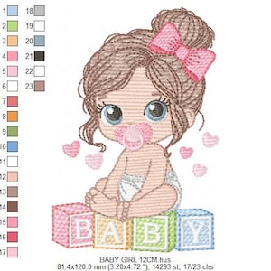 Baby Girl Embroidery Designs - Baby Girl With Pacifier Machine ...