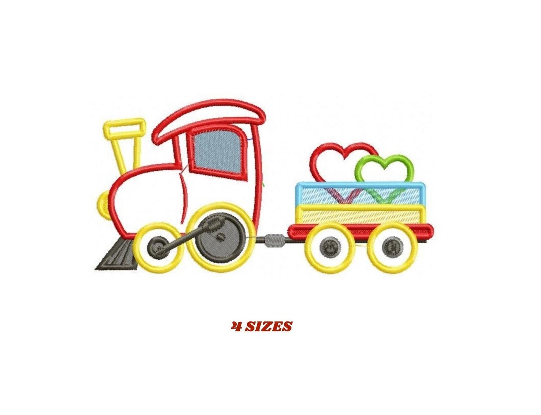 Train Embroidery Designs - Train With Wagon Embroidery Design Machine ...