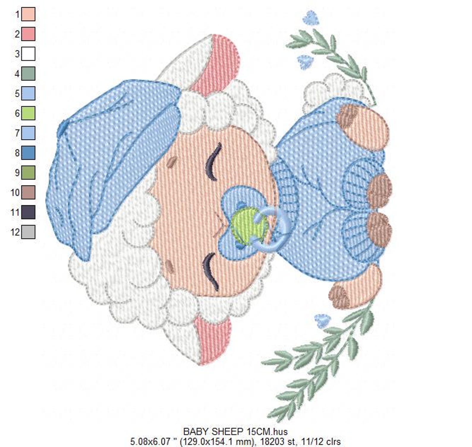 Baby Boy Sheep With Cap Embroidery Design - Lamb With Pacifier Machine ...