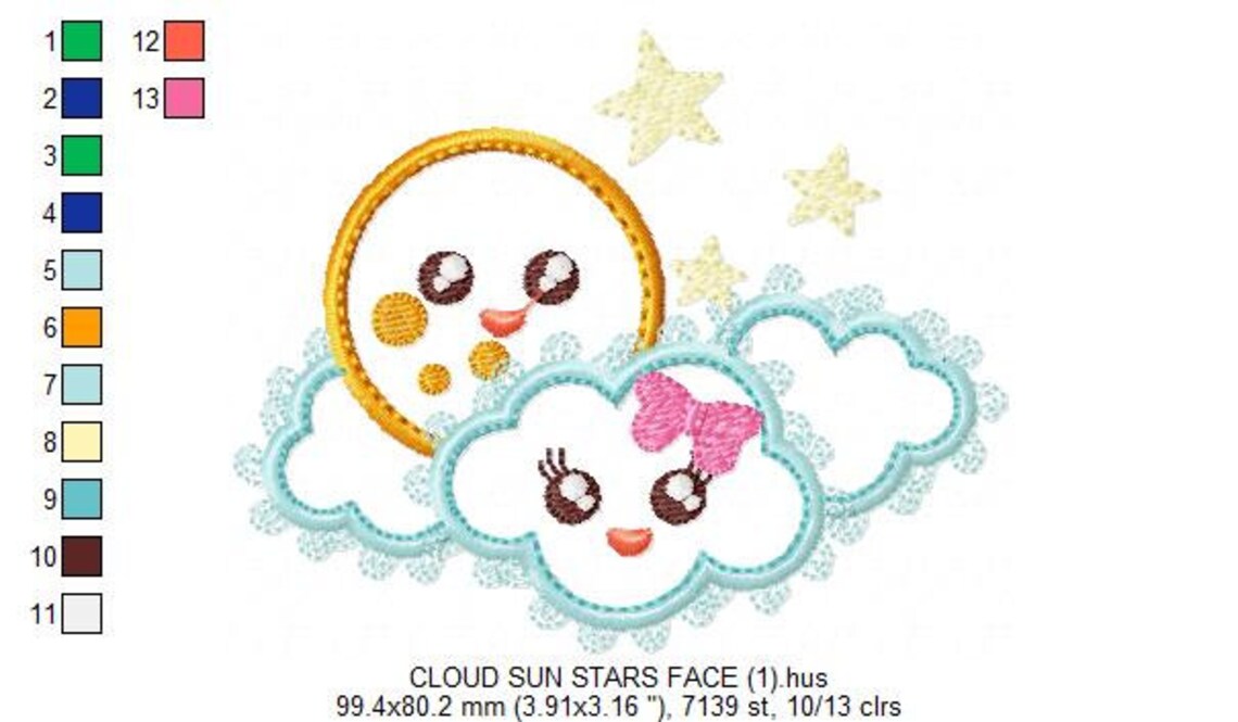Cloud Embroidery Design Full Moon Embroidery Design Machine - Etsy