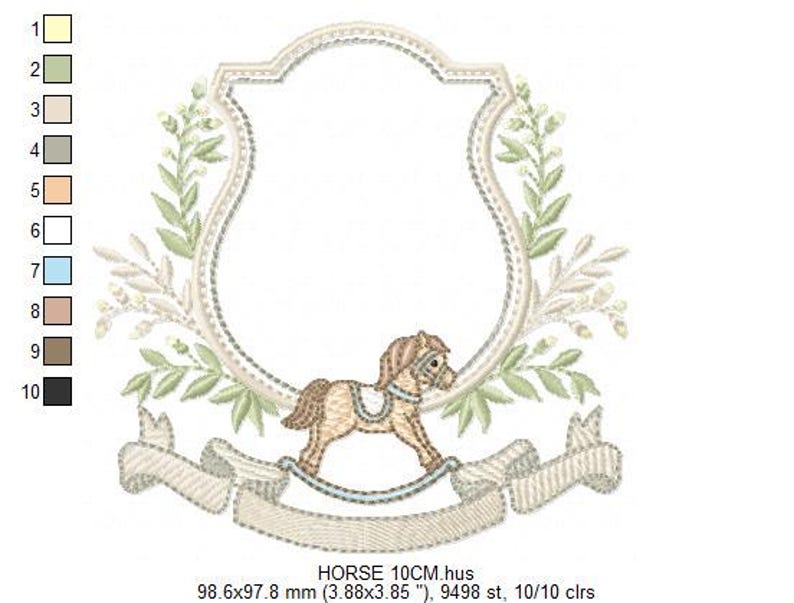 Toy Horse Embroidery Design - Baby Boy Rocking Horse Laurel Frame ...