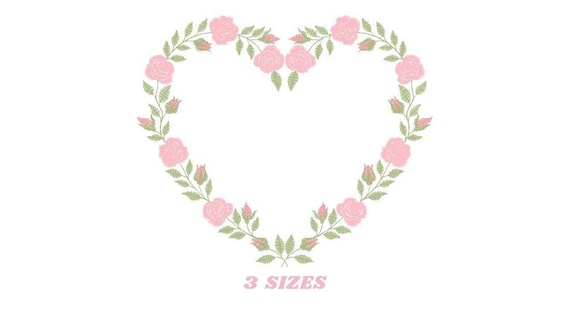 Heart With Roses Embroidery Designs Flower Embroidery Design - Etsy