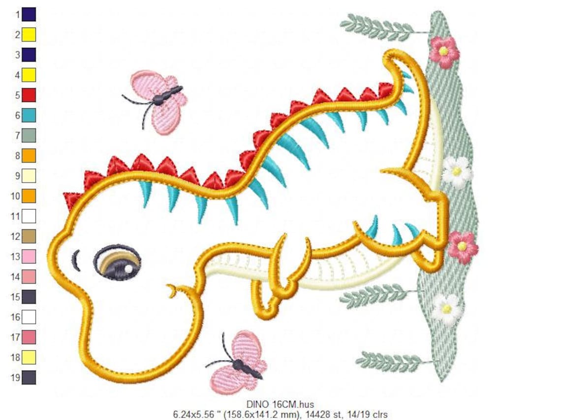 Dinosaur Embroidery Designs Dino Embroidery Design Machine - Etsy