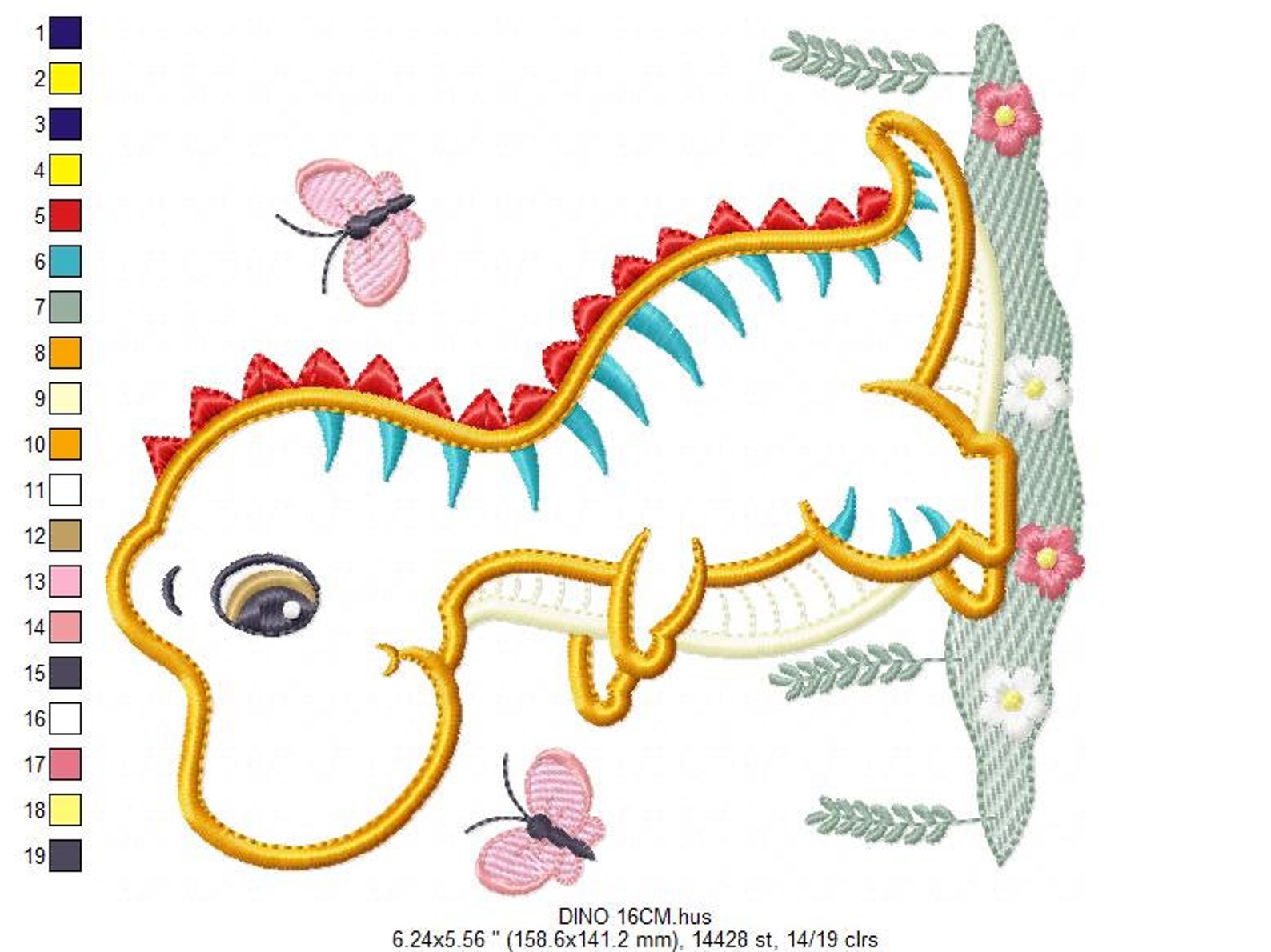 Dinosaur Embroidery Designs Dino Embroidery Design Machine - Etsy