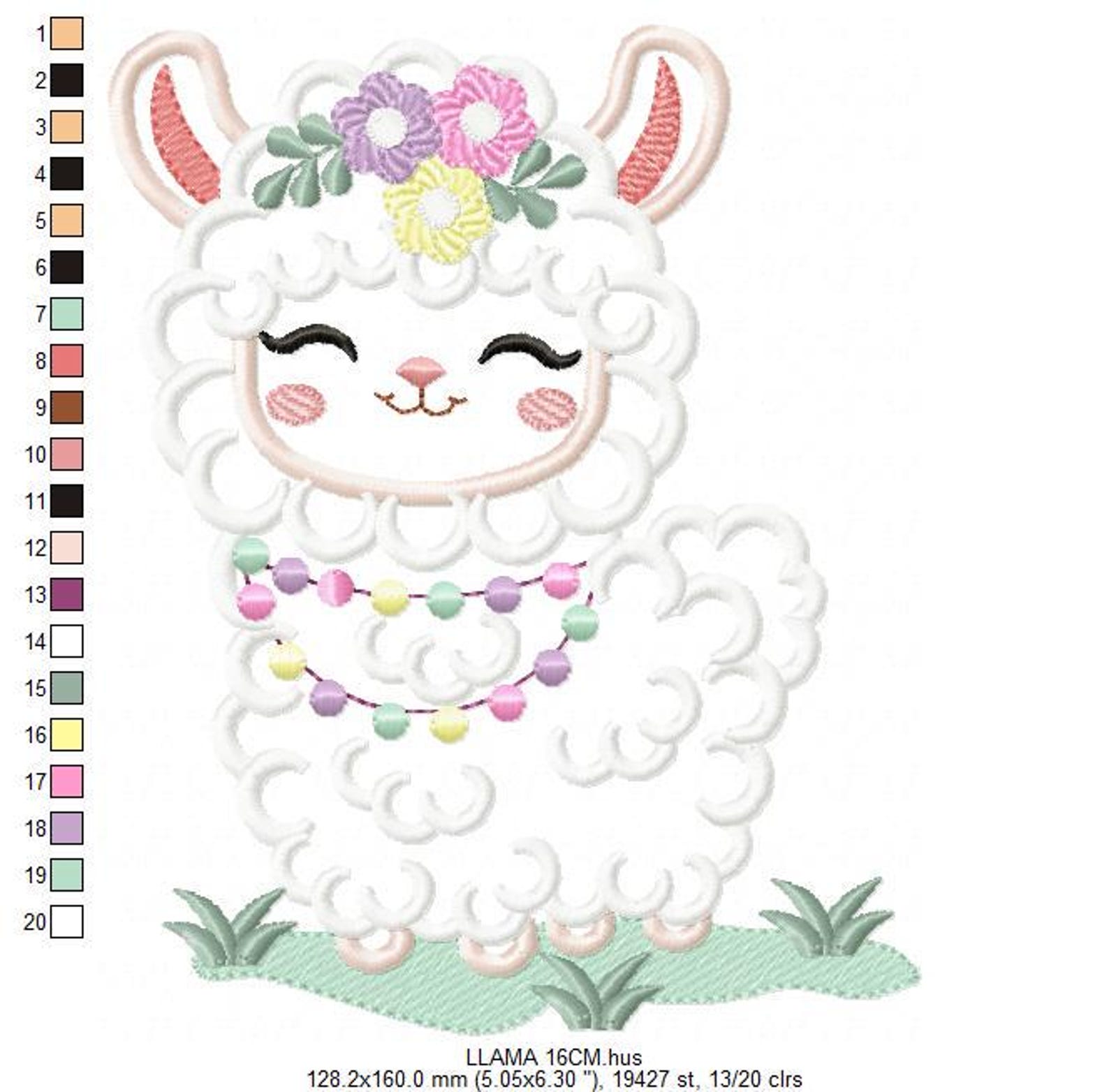 Llama Embroidery Design - Llama With Flowers Embroidery Designs Machine ...