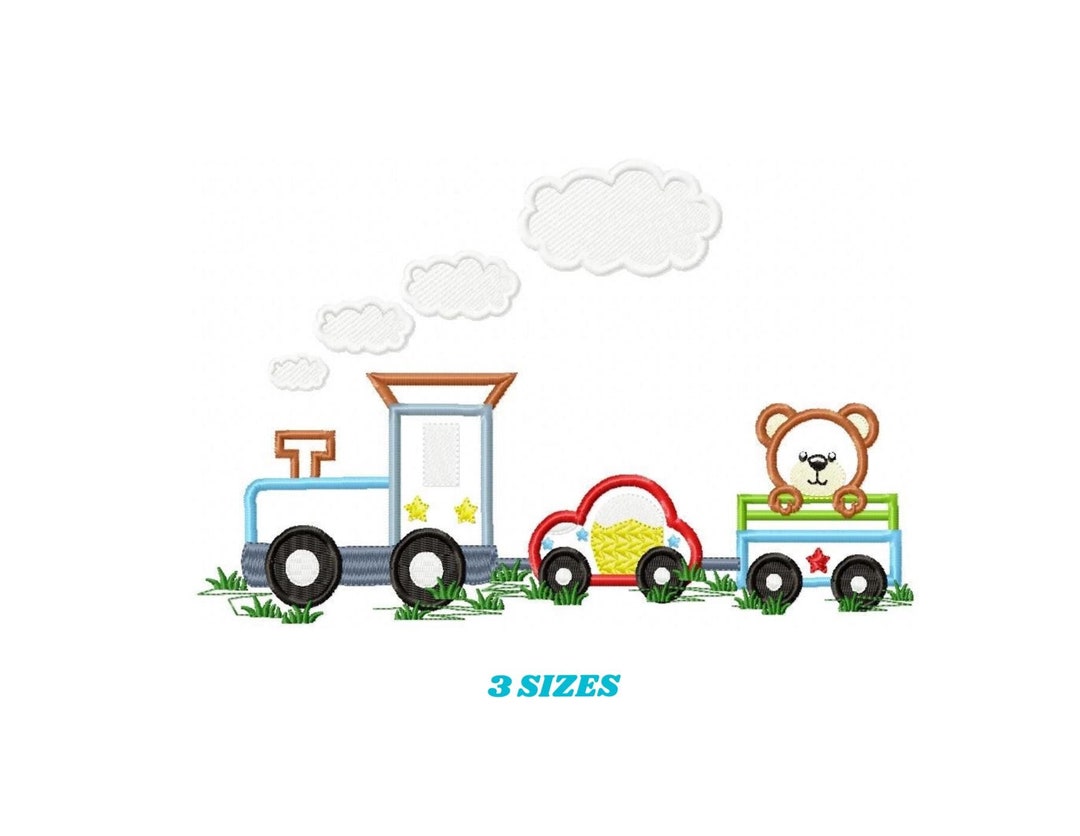 Train Embroidery Designs - Vehicle Applique Machine Embroidery Pattern ...