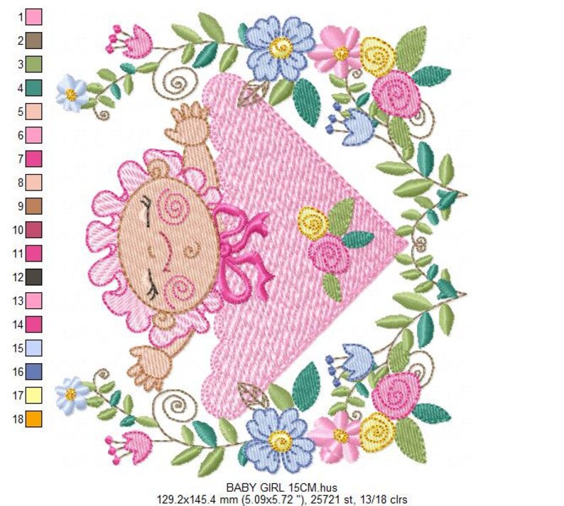 Baby Girl Embroidery Designs Toddler Embroidery Design - Etsy