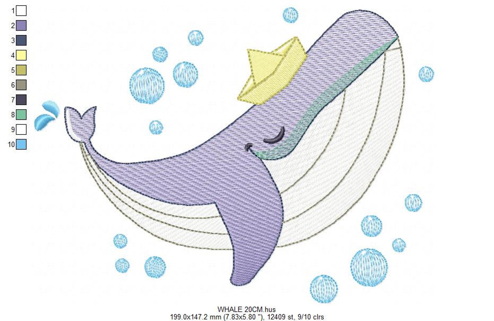 Whale Embroidery Designs Ocean Fish Embroidery Design | Etsy