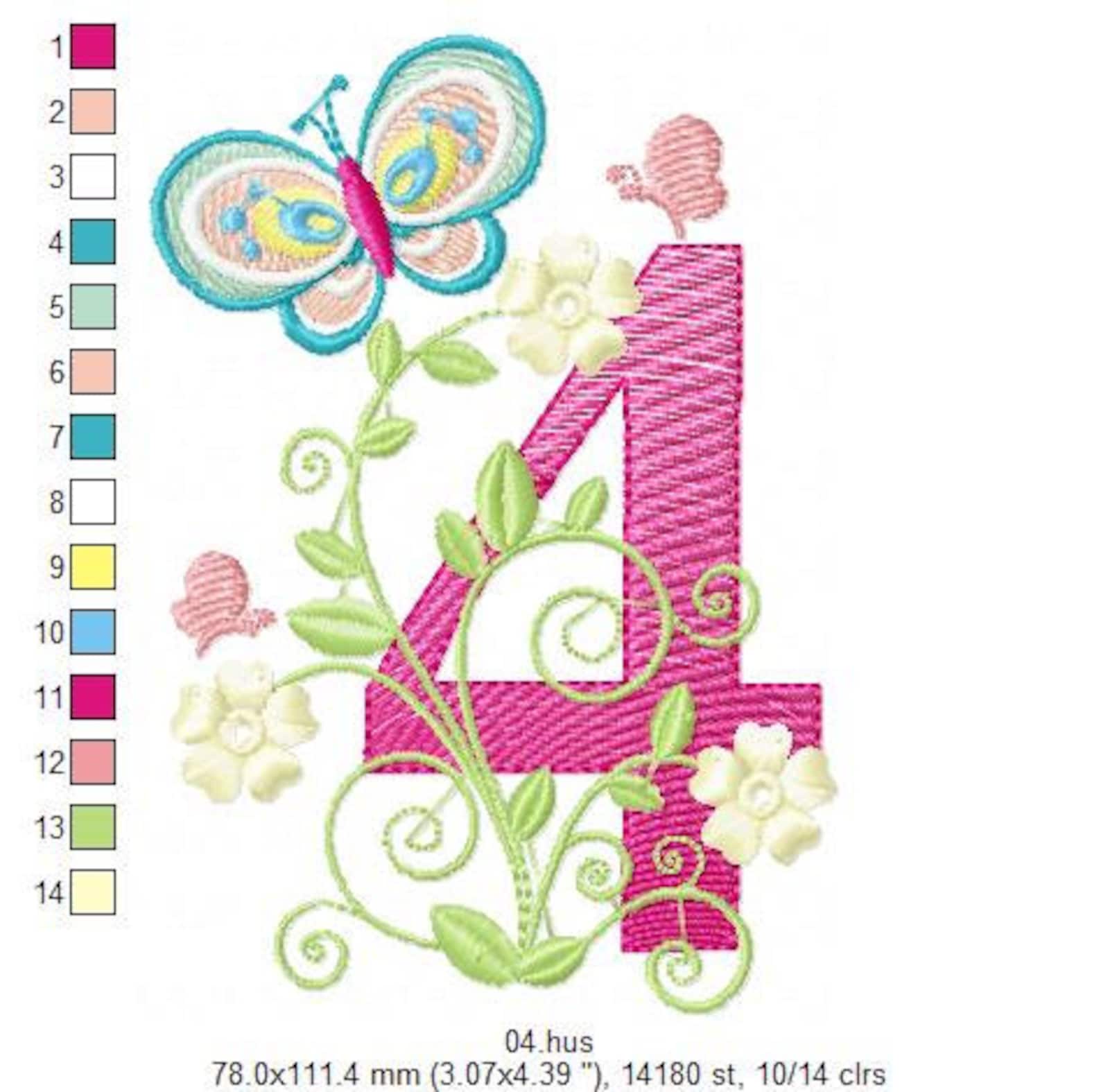 Numbers Embroidery Designs Birthday Embroidery Design - Etsy