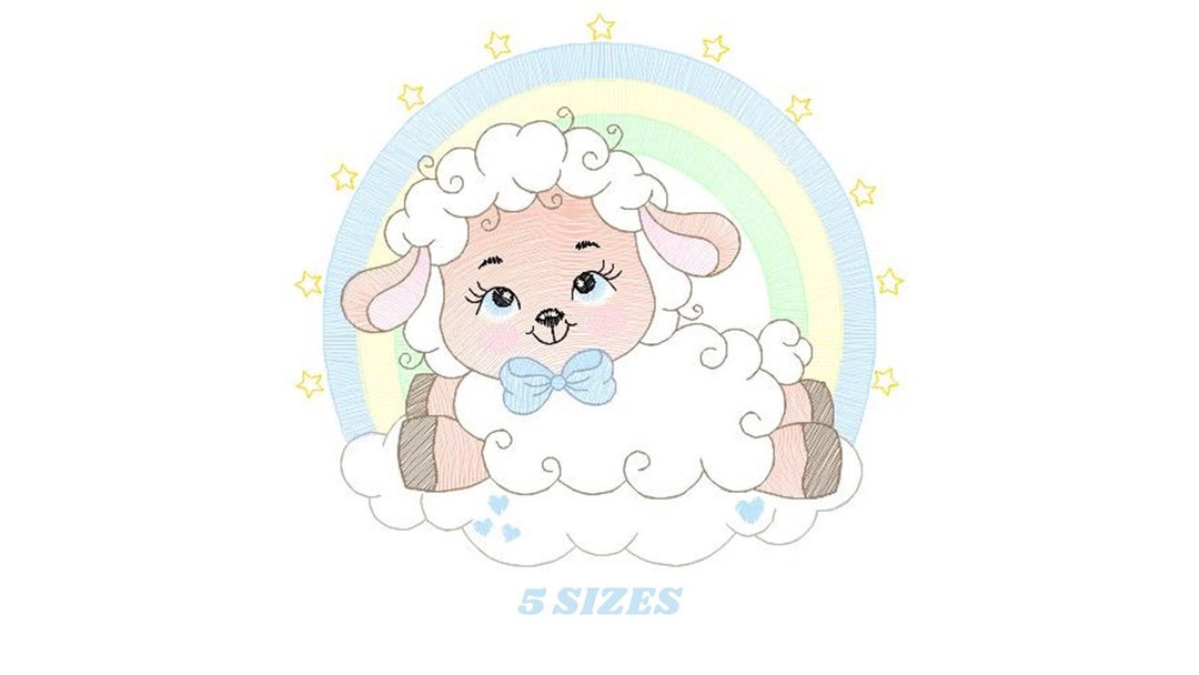 Sheep With Rainbow Embroidery Design - Rainbow Machine Embroidery ...