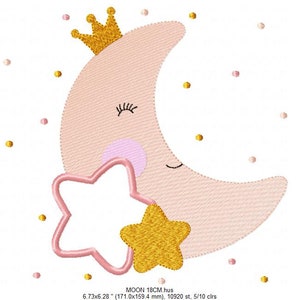 Moon Embroidery Design - Half Moon Embroidery Design Machine Embroidery ...