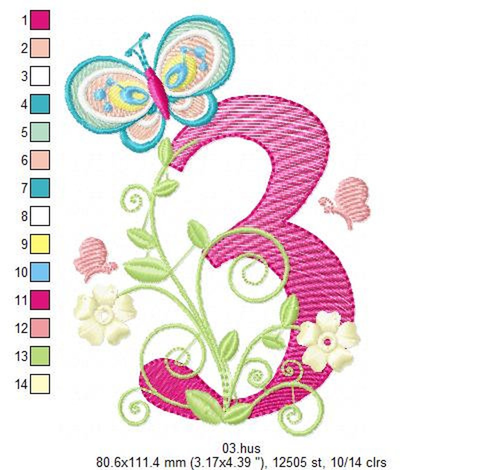 Numbers Embroidery Designs Birthday Embroidery Design - Etsy