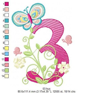 Numbers Embroidery Designs - Birthday Embroidery Design Machine ...