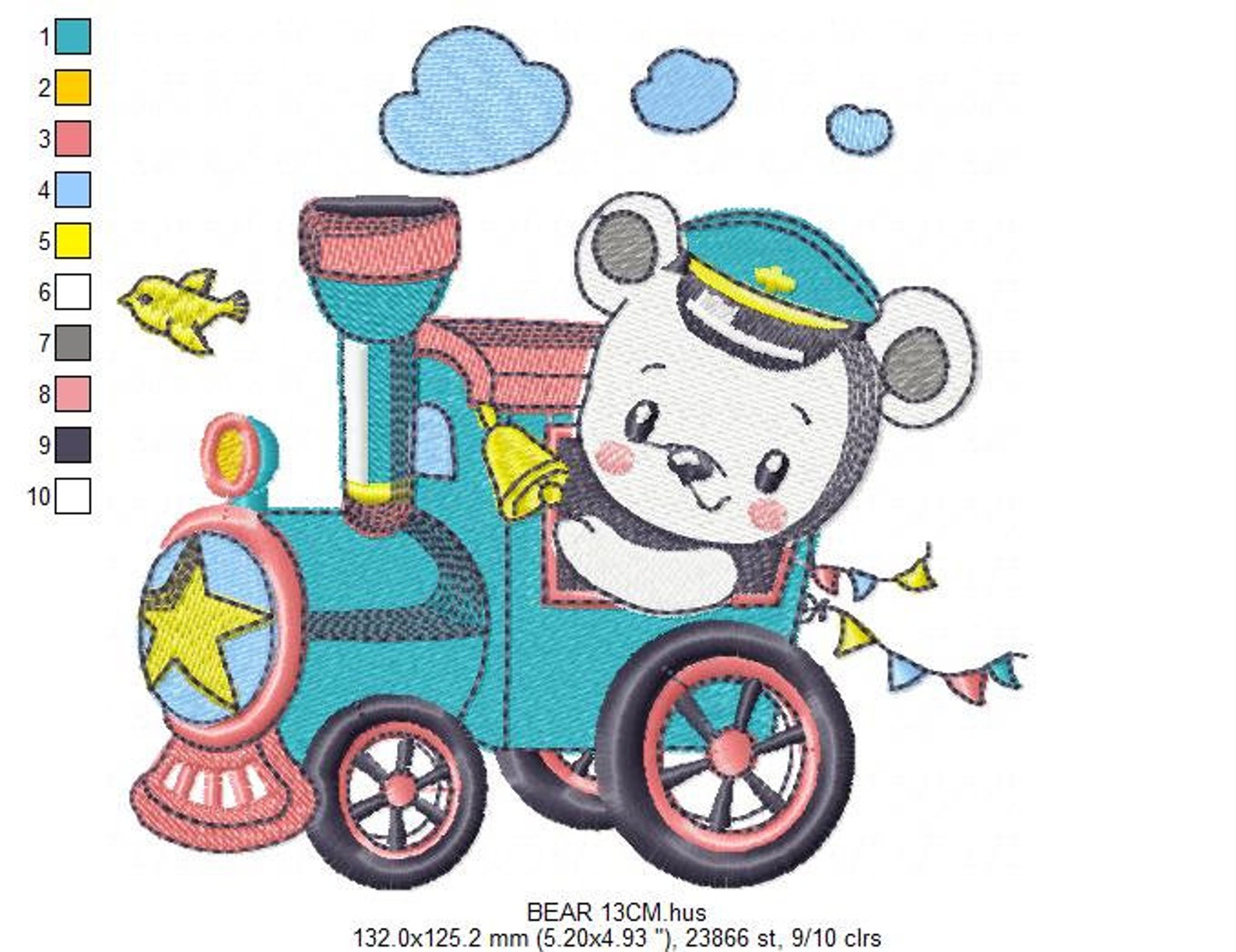 Bear With Train Embroidery Designs - Baby Boy Bear Machine Embroidery ...