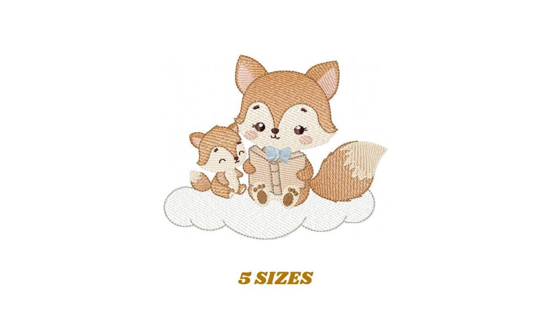 Fox Reading Embroidery Designs - Red Fox With Cub Machine Embroidery ...