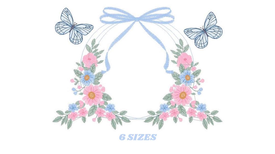 Flower Frame Embroidery Designs - Delicate Butterfly Embroidery Design ...