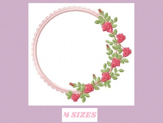 Flower Frame Embroidery Design spring Frame monogram Embroidery Floral ...