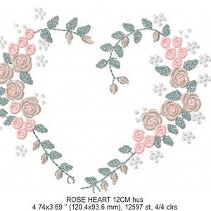 Heart With Roses Embroidery Designs - Flower Embroidery Design Machine ...