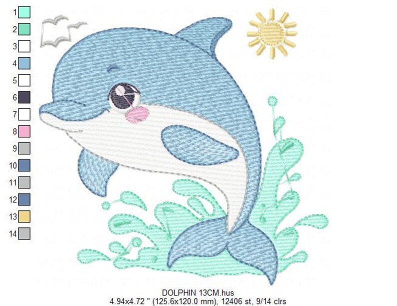 Dolphin Embroidery Designs - Ocean Fish Embroidery Design Machine ...