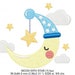 Sleeping Moon Embroidery Design - Half Moon Crescent With Star Machine ...