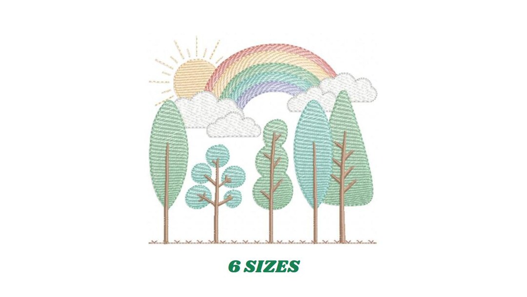 Tree Forest Embroidery Designs - Sun With Rainbow Machine Embroidery ...