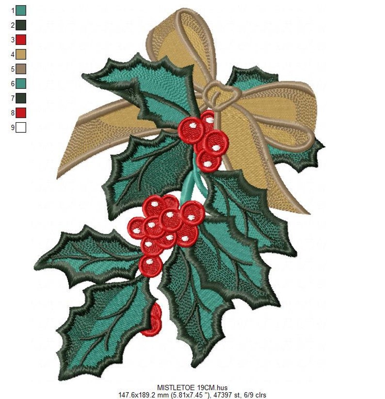 Xmas Mistletoe Embroidery Designs Christmas Decoration | Etsy