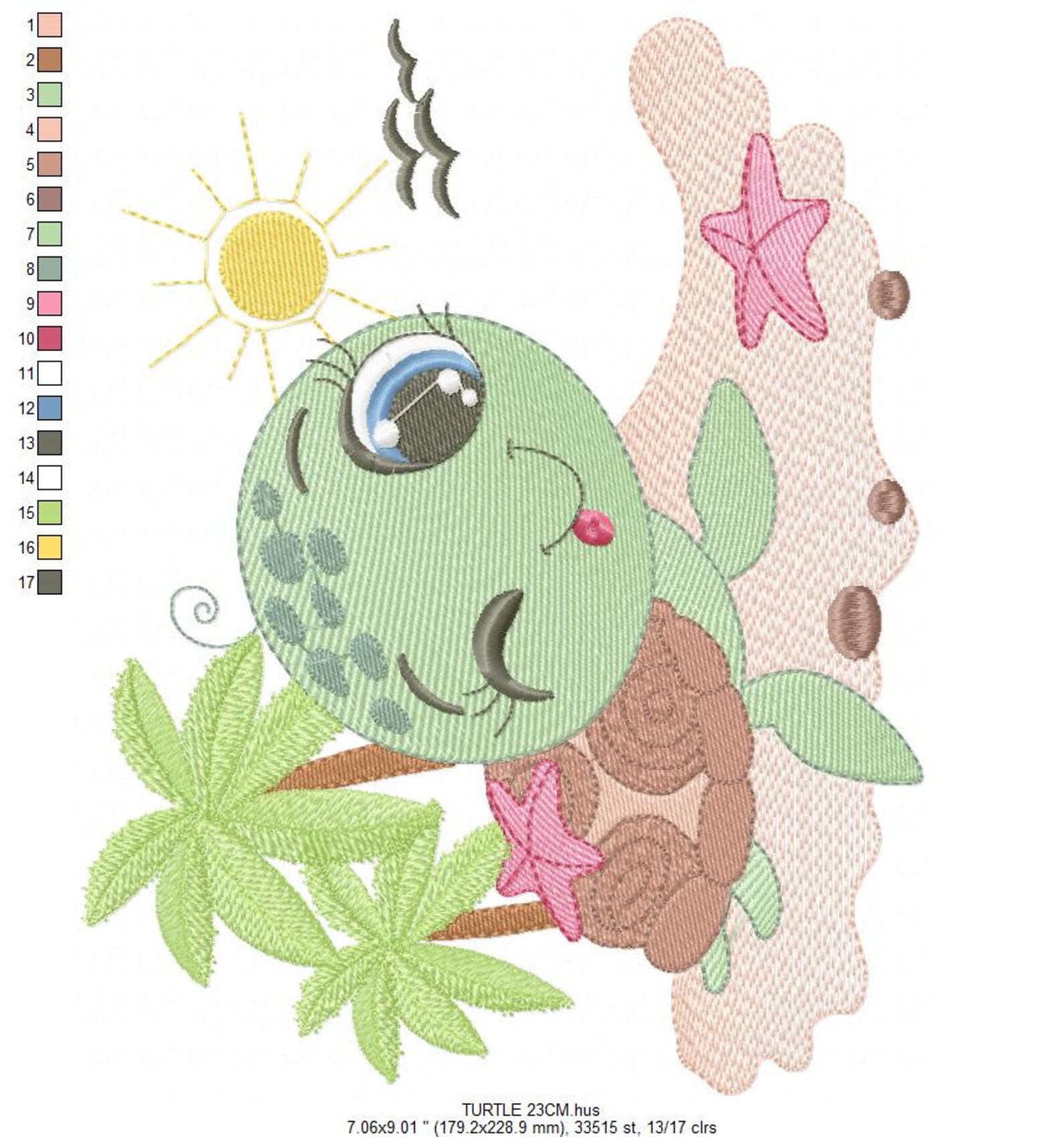 Turtle Embroidery Design - Ocean Animal Embroidery Designs Machine ...